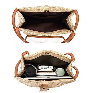 GL-Turelifes Medium Straw Bag Hand Weave Beach Handbag Summer Crossbody Shoulder Bags Bucket Tassel Totes for Women