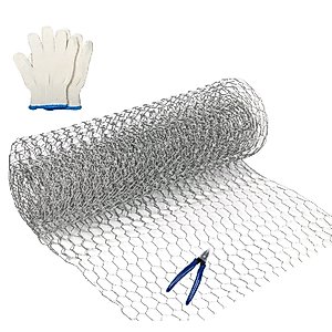 UWIOFF Chicken Wire Net for Craft Projects, Galvanized Hexagonal Chicken Wire Fence Netting with Fine Mesh, Floral Chicken Wire, Home and Garden Use with Bonus Gifts - 13.7'' W x 39.3'' L