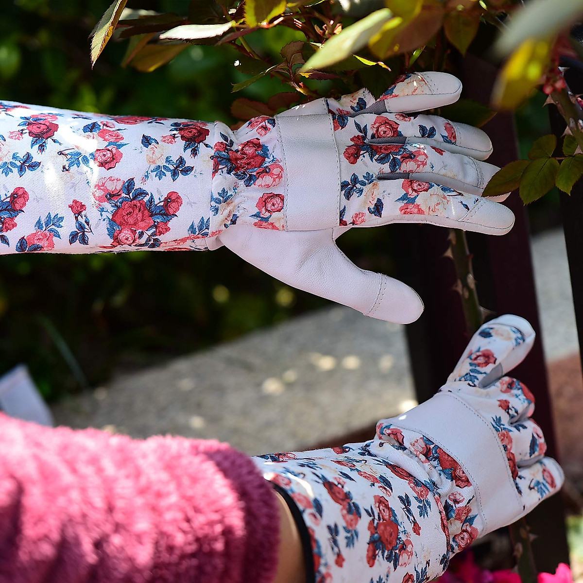 Vgo... 1-Pair Natural Genuine Goatskin Leather Gardening Gloves, Long Cuff Protection, High Dexterity Grip Gloves (Size S, White, GA9658-W)