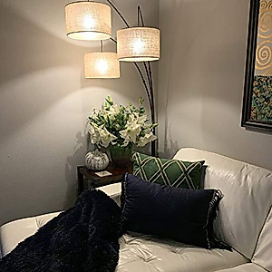 LHLYCLX Arc Lamps for Living Room, Multi Head Tree Floor Lamp for Bedroom, 3 Lights Standing Lamps Hanging Over The Couch (Black)