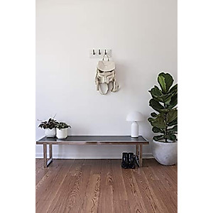 Hickory Hardware Catania Collection Coat Rack/Hook Rail 3 Coat and Hat Hooks 12 Inch Long White with Satin Nickel Finish