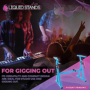 Liquid Stands Piano Keyboard Stand - Z Style Adjustable and Portable Heavy Duty Music Stand for Kids and Adults -Fits 54-88 Key Electric Pianos - Sturdy Musical Keyboard Stand (Light Blue)