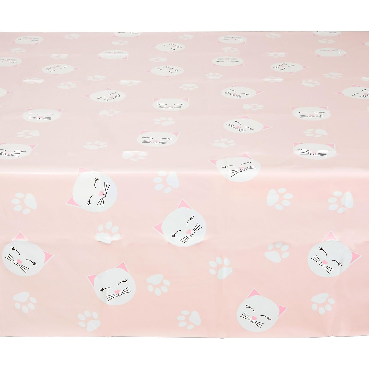 Sparkle and Bash 3 Pack Cat Themed Party Tablecloth, Plastic Kitty Birthday Table Cover Decorations (Pink, 54 x 108)