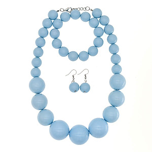 Chunky Pearl Choker Necklace, Large Pearl Statement Necklace, Trending Choker Pearl Wedding Jewelry for Brides, Boho Pearl Jewelry Set (Sky blue)