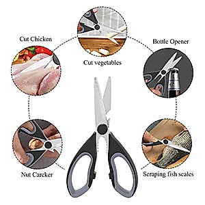 KIMIUP 9 Pieces Kitchen Knife Set with Block,5 Stainless Steel Knives and Scissors Peeler Knife Sharpener with Stand 360 Degree Revolving Base,Black Handle