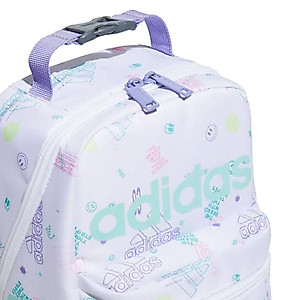 adidas Santiago 2 Insulated Lunch Bag, Icon Brand Love White/Flash Aqua Blue/Light Purple, One Size