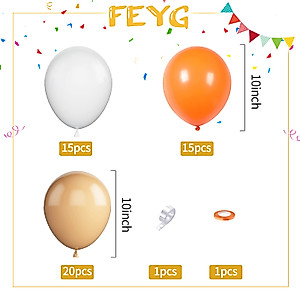 Balloons Orange and White, 50PCS Orange Apricot White Latex Balloon, Orange White Party Balloons Birthday Balloons Decoration for Girls Boys Birthday Party Baby Shower Bridal Shower Engagement