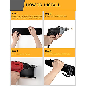 Garage Tool Organizer Wall Mount 48 Inches Max Load 539lbs ，Garage Storage, Garage Organization, Adjustable with 7 Heavy Duty Hooks and 4 Cable Ties, Yard Tools holder and Power Tool Organizer Rack