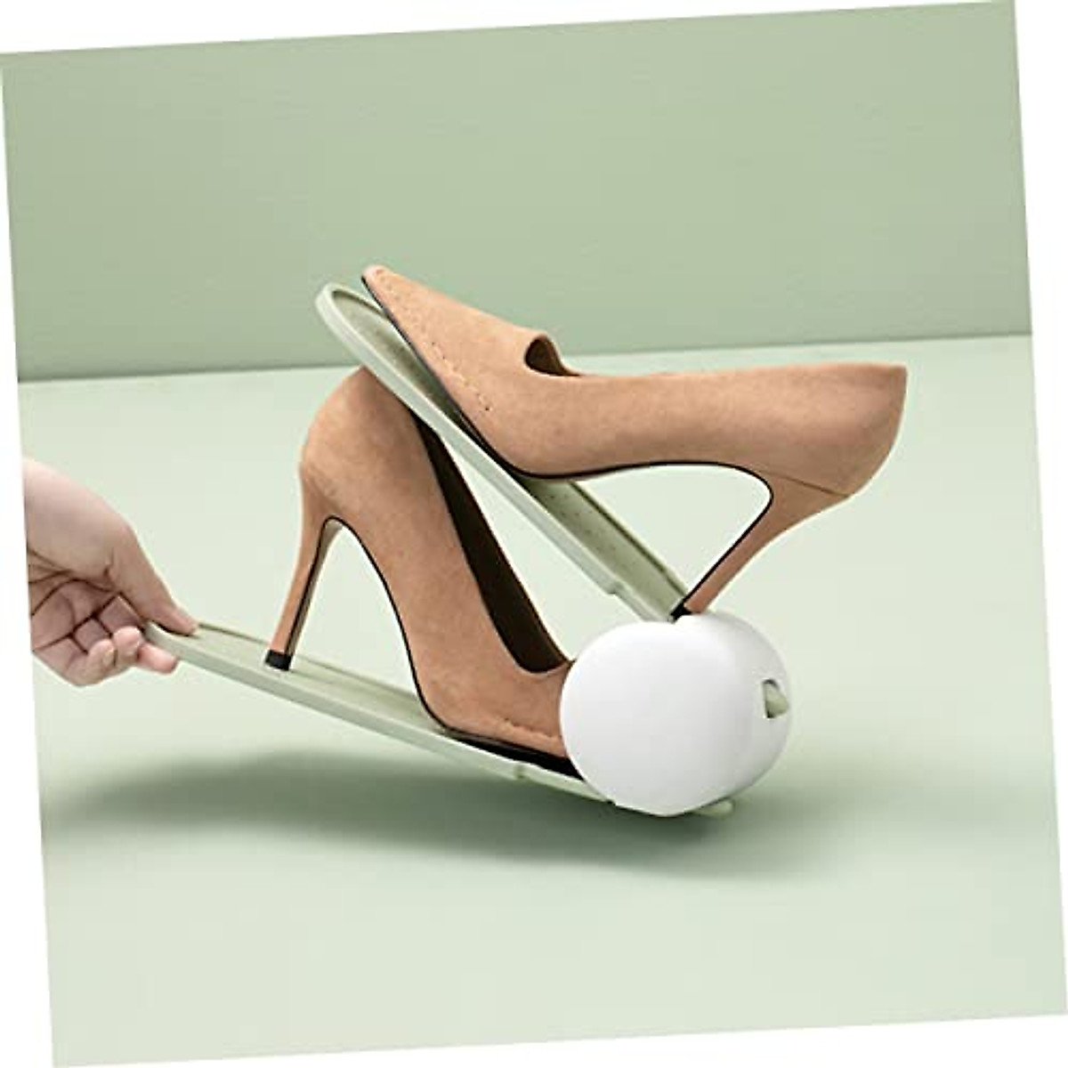 Levemolo 2pcs Shoes Double Bedroom Sandals White Racks Practical Stackable Home for Adjustable Shelf Space High Stacker Organizer Non-Skid Storage Green Slots Clo Low Stands Layer Sneakers