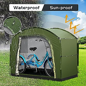 H&ZT Bike Storage Tent, Patio Bike Cover, for Bikes Lawn Storage Cover, Outdoor Storage Tent for Outside Patio Garden Backyard (Green)