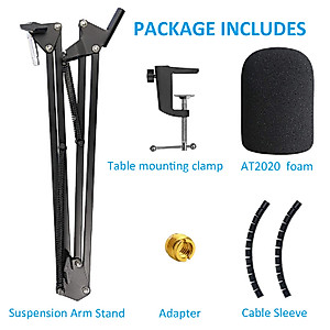 AT2020 Microphone Stand with Pop Filter Compatible with Audio-Technica AT2020 AT2020USB+ AT2035 by YOUSHARES