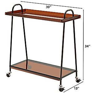 2 Tier Acrylic Home Bar Cart Multifunctional Kitchen Metal Mobile Service Wine Cart with Lockable Wheels Office Coffee Rolling Utility Cart(Mult)