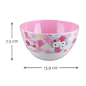 Hello Kitty Flowers Cute Pink Dinnerware Flatware Meal Set – Plate Bowl Cup Fork Spoon, 5 pieces