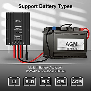 EPEVER IP68 Waterproof 30A MPPT Solar Charge Controller 12V 24V Auto, Solar Panel Battery Intelligent Regulator with MT50 and RS485 Cable, Used in RVs, Trailers, Boats, Yachts（Tracer7810BP）
