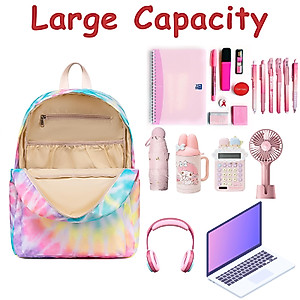 CAMTOP Backpack for Girls Kids School Backpack with Lunch Box Preschool Kindergarten BookBag Set (Tie Dye Yellow)