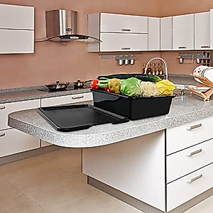 Fiaze 3 Packs Plastic Bus Tubs, 13L Commercial Bus Tubs with Lid, Food Service Tub, Black