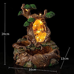 Develoo Fairy Garden Mini Succulent Pot, Creative DIY Resin Tree Shape Plants Pot with LED String Fleshy Flower Platter Pots Succulent Cactus Plant Pot Planters Gardening Gifts Statues