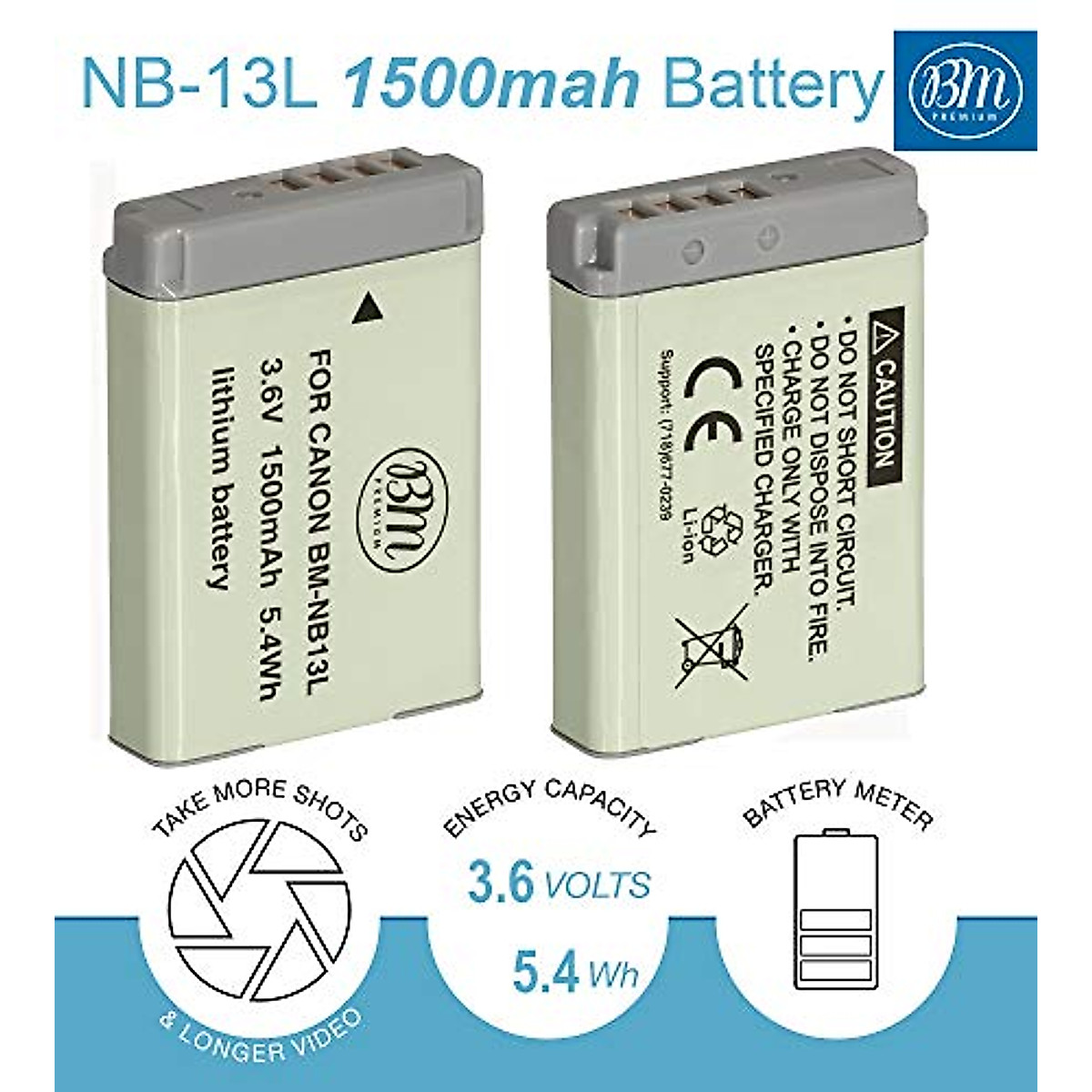 BM Premium NB-13L Battery for Canon PowerShot SX740 HS, G1 X Mark III, G5 X, G5 X Mark II, G7 X, G7 X Mark II, G7 X Mark III, G9 X, G9 X Mark II, SX620 HS, SX720 HS Digital Cameras