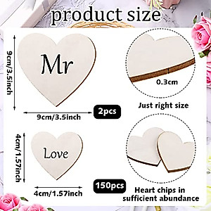Wooden Hearts Guest Book Hearts Set 150 Pcs Small Wooden Hearts Cutouts and 2 Pcs Big Wood Heart Wooden Heart Guest Book Alternative Christmas Tree Ornament for Wedding Baby Shower Guest Sign