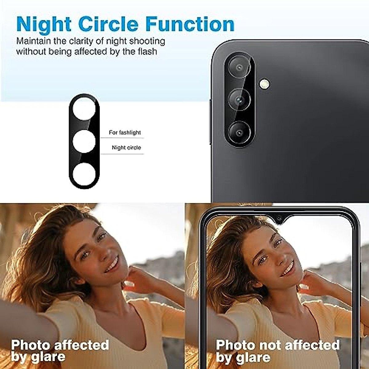 [3+2 Pack] OMOTON Screen Protector for Samsung Galaxy A14 5G, 3 Pack protector & 2 Pack Camera Lens Tempered Glass Compatible with Samsung A14 (6.6 Inch, 2023 Released), Guide Frame/Bubble Free