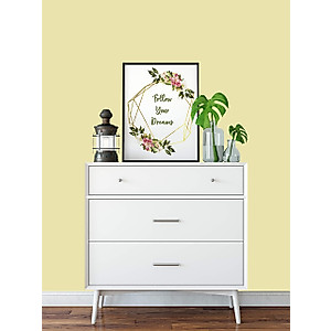 Inspirational Quotes Wall Art for Women - Strong Girls Floral Wreath Boho Print - Positive Affirmation Wall Decor for Teens - Shabby Chic Bedroom Artwork for Her - Follow Your Dreams 8x10 UNFRAMED