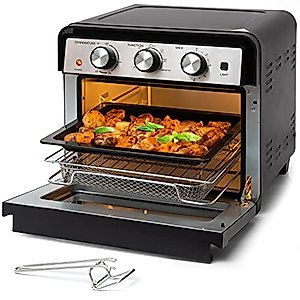 Air Fryer Oven, 6-in-1 Toaster Oven 23 Quart, Airfryer Toaster Oven For Roast, Bake, Broil, Stainless Steel Accessories Included, Convection Oven Countertop (Black) By Moss & Stone.