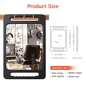 TASALON Unbreakable Hand Mirror with Double Handle - Large Handheld Barber Mirror for Hair and beauty Salon - Durable Hand Held Mirrors for barbershop - Lightweight Haircut Mirror with Double Handgrip