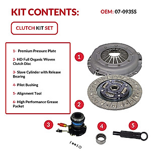 Clutch And Slave Kit Compatible With Aerostar Ranger B2300 Base XL XLT Splash STX SE Sport 2-Door 1993-1994 2.3L L4 Gas SOHC 3.0L V6 Gas OHV Naturally Aspirated (07-093S)