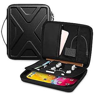 SITHON Portfolio Sleeve Case for 12.9 Inch iPad Pro 6th/5th/4th/3rd (2022-2018), Microsoft Surface Pro, Shock Absorption Hard Shell Tablet Carrying Bag with Electronics Organizer, Black