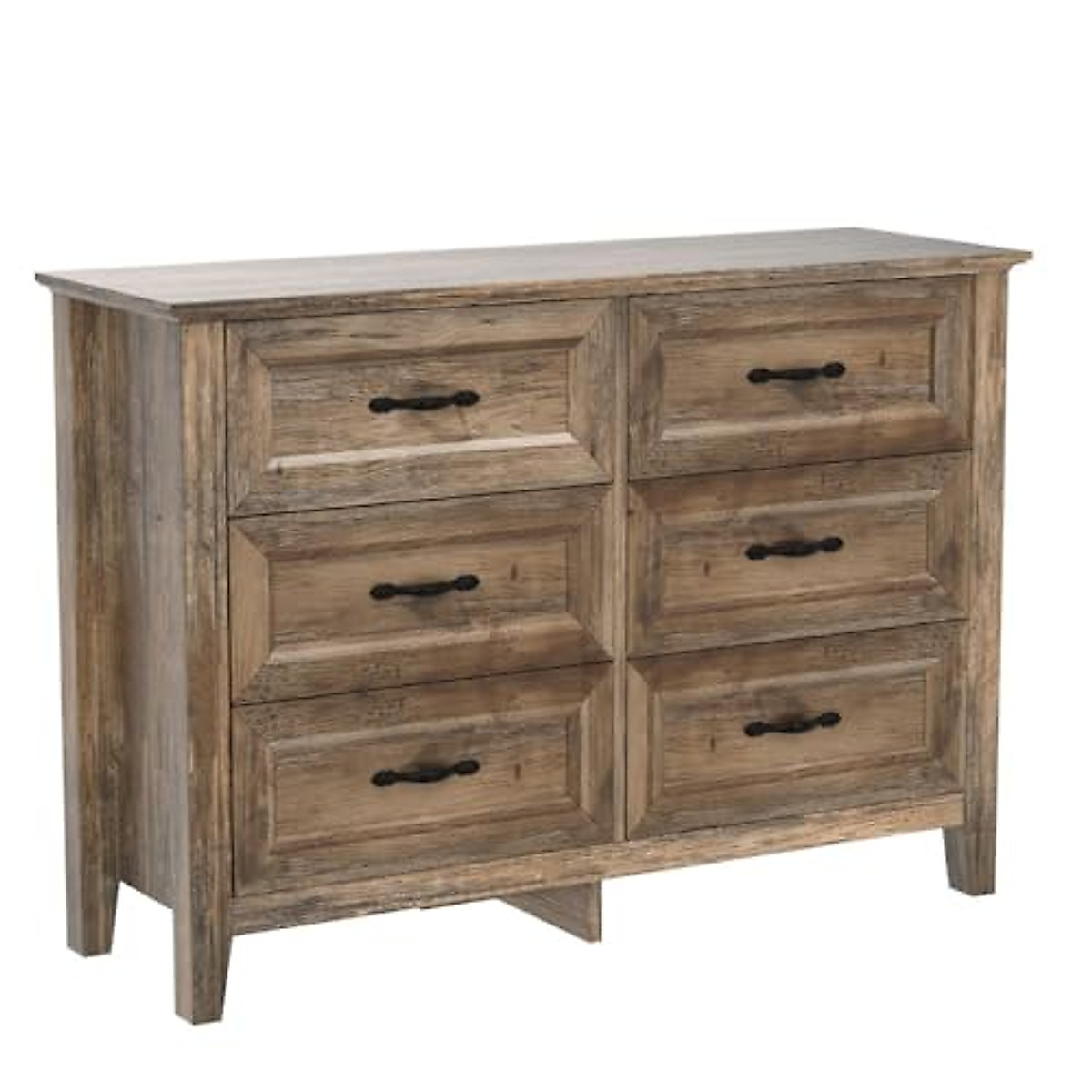 LINSY HOME Dresser for Bedroom, Long Dresser with 6 Drawers, Wood Chest of Drawers with Metal Handles, Ideal for Living Room, Entryway and Hallway