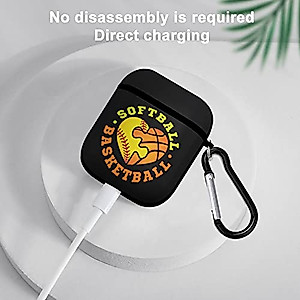Softball Basketball Pattern Airpods Case for Apple Airpods 1&2 Case Portable Shockproof and Anti-Scratch Headphone Charging Case Protective Case with Keychain Chain Gift Unisex