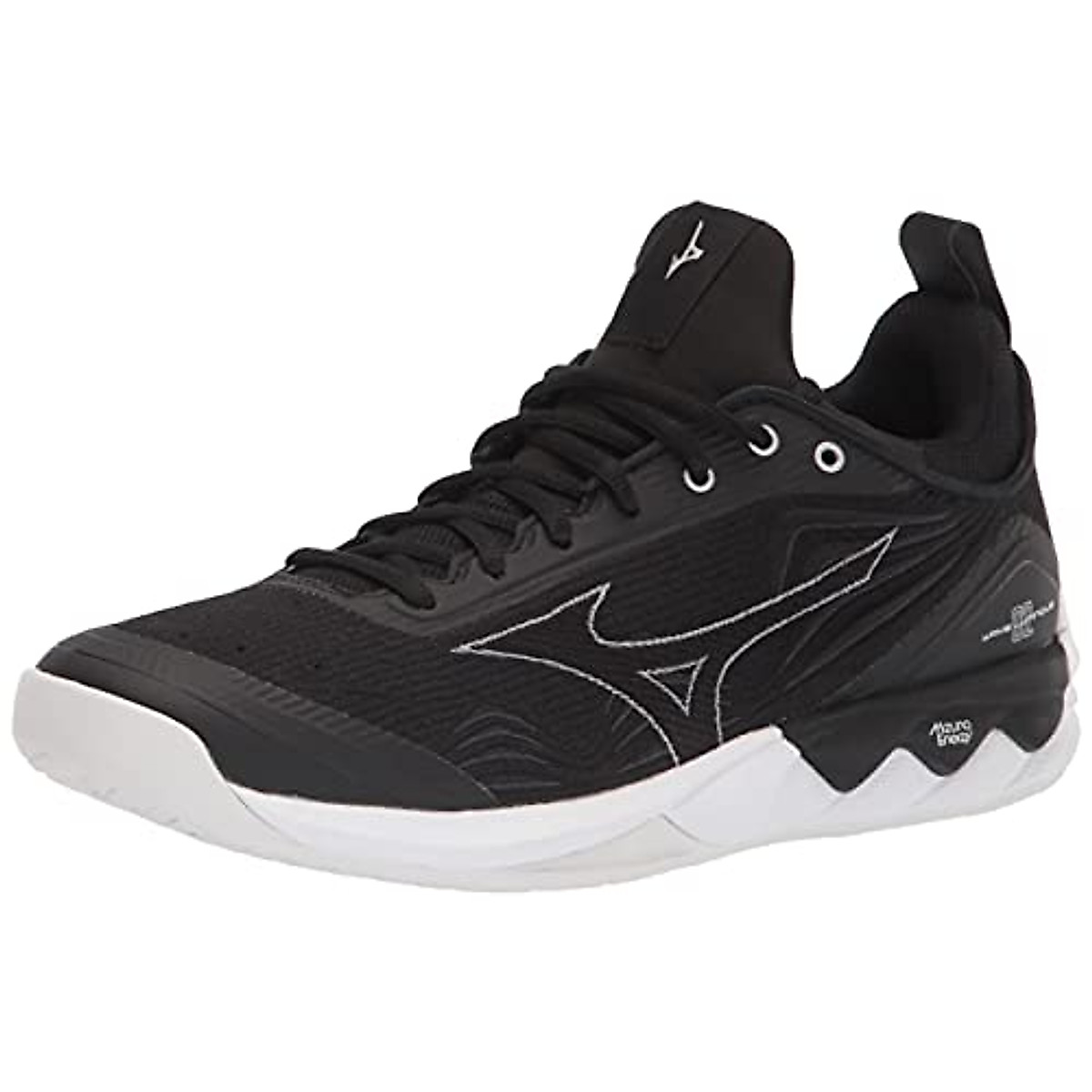 Mizuno 2 Wave Luminous Women's Volleyball Shoe 8 (0800), Black/White, 8