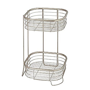 iDesign Forma Metal Wire Corner Standing Shower Tower Caddy, 2-Tier Bath Shelf Baskets for Shampoo, Conditioner, Soap, Accessories, 9.5" x 9.5" x 15.25", Satin Silver