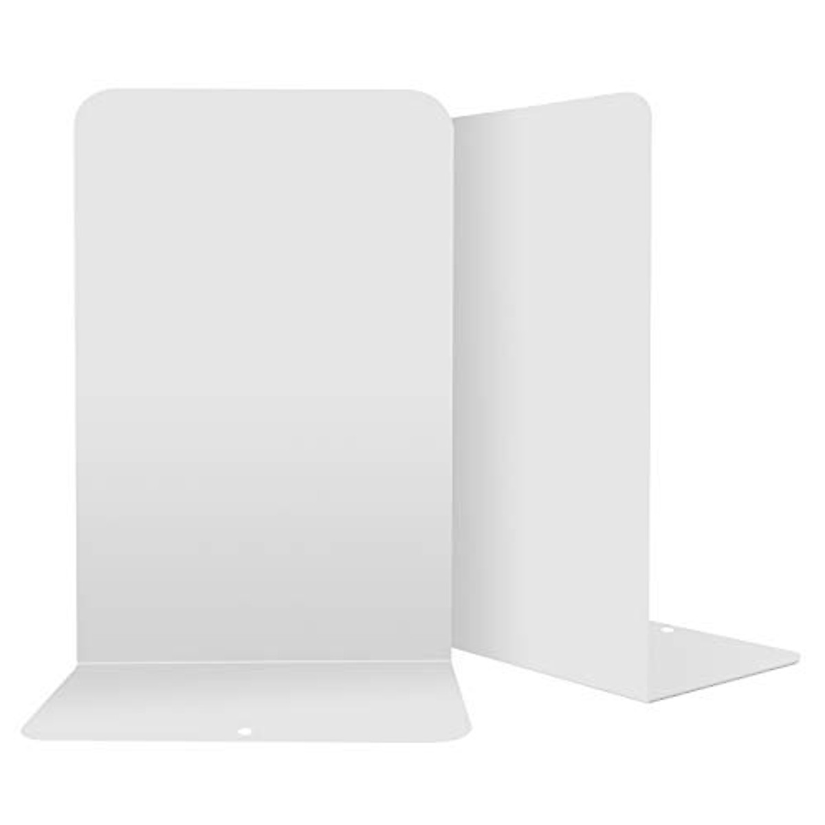 2 Pcs White Metal Bookends 8.0 x 3.9 x 5.3 Inch, CBTONE Heavy Duty Premium Book Ends for Shelves, Nonskid Book Holders for Books Notebooks Files Magazines DVDs - Great for Office, Home, School, Dorm