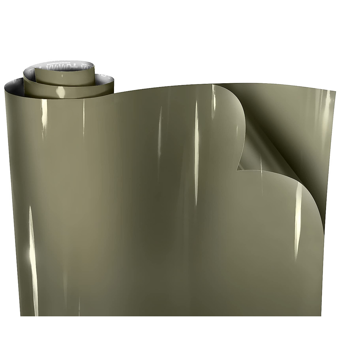 VViViD+ Ultra Gloss Khaki Green 1ft x 5ft Vinyl Car Wrap Premium Paint Replacement Film Roll w Nano Air Release Technology, Stretchable Cap Liner