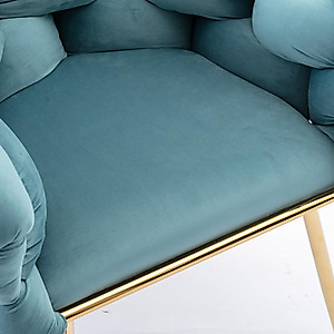 NOLLAM Modern Sofa Chair, Upholstered Armchair, 28.7" Comfy Leisure Chair with Metal Legs, Single Lounge Side Chair for Office, Bedroom, Living Room, Meeting Room, Blue Vanity Chair Club Chair