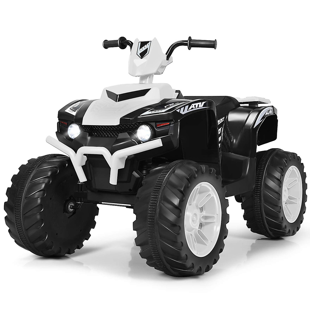 Costzon Kids ATV, 12V Battery Powered Electric Vehicle w/LED Lights, High & Low Speed, Horn, Music, USB, Treaded Tires, Ride on Car 4 Wheeler Quad for Boys & Girls Gift, Ride on ATV (White)