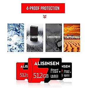 Micro SD 512GB Memory Card with A SD Card Adapter Class 10 TF Card High Speed Micro SD Memory Card 512GB for Android Smart-Phones/Camera/Tablets/Drone