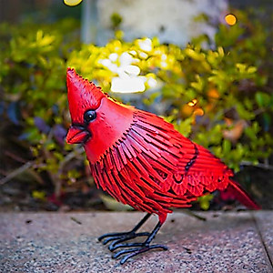 haitianxin Metal Cardinal Garden Decor Outdoor, Creative Large Red Bird Statue Yard Ornament, Cardinal Garden Decorations Yard Art for Patio Lawn Pathway Courtyard Vacation Holiday Collectible
