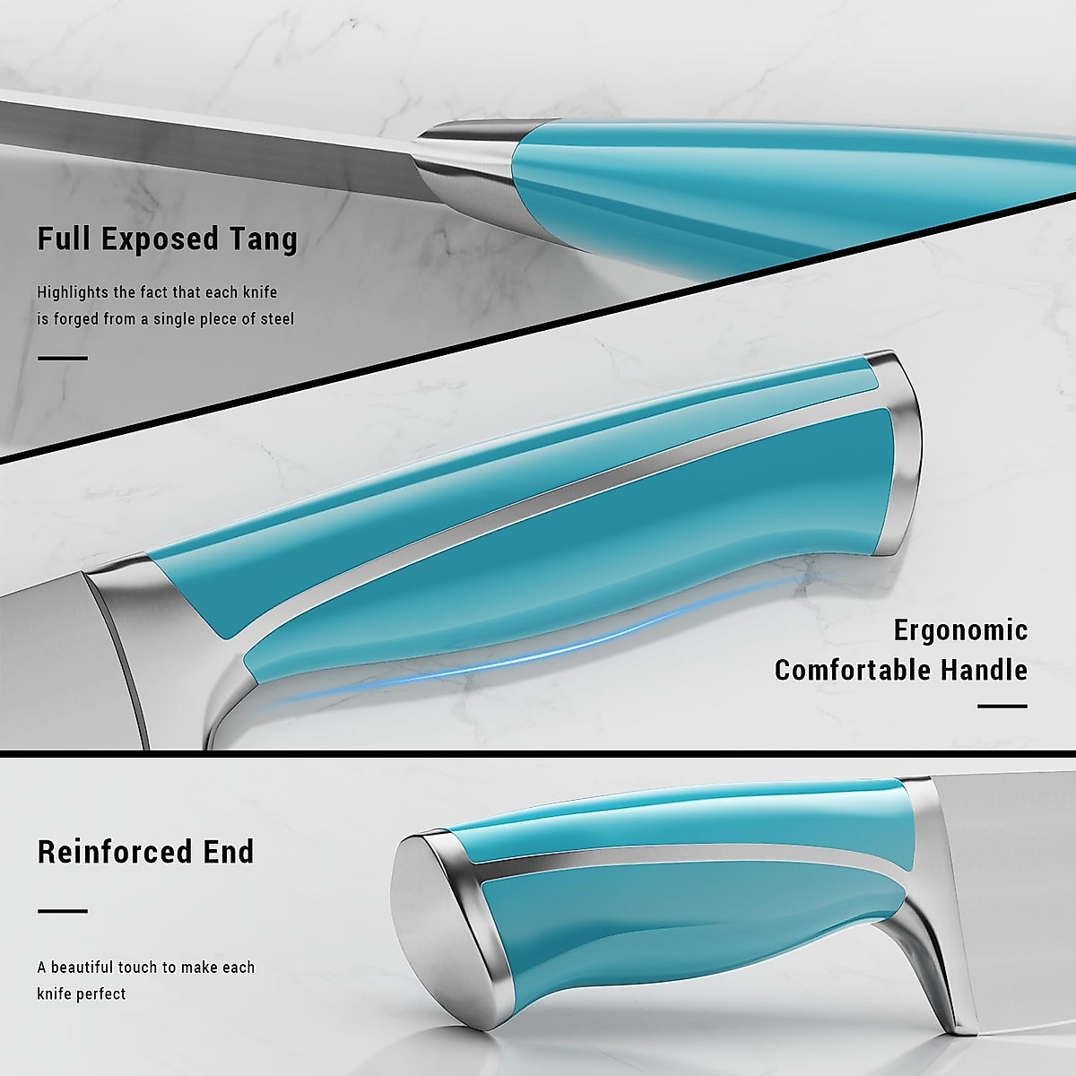 Knife set,Emojoy Kitchen Knife Set With Block Wooden,15-Pieces Kitchen Knives German Stainless Steel Sharp Chef Knife Set with Sharpener