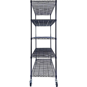 Utility Basics 60" x 24" x 72" Black 5-Tier Wire Shelving NSF 4000 LBS Max Capacity Heavy Duty Steel Storage Rack for Warehouses, Garages, Hospitals, Kitchens, and Commercial Spaces w/Premium Wheels
