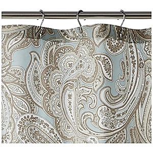 Madison Park Ronan Design Organic Cotton Fabric Long Shower Curtain, Paisley Classic Shower Curtains for Bathroom, 72 X 72, Blue