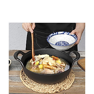 Firequasar Cast Iron Wok with Loop Handle, Large Wok Stir with Dual Handle, Pre-Seasoned Woks & Stir-Fry Pans (11" inch)