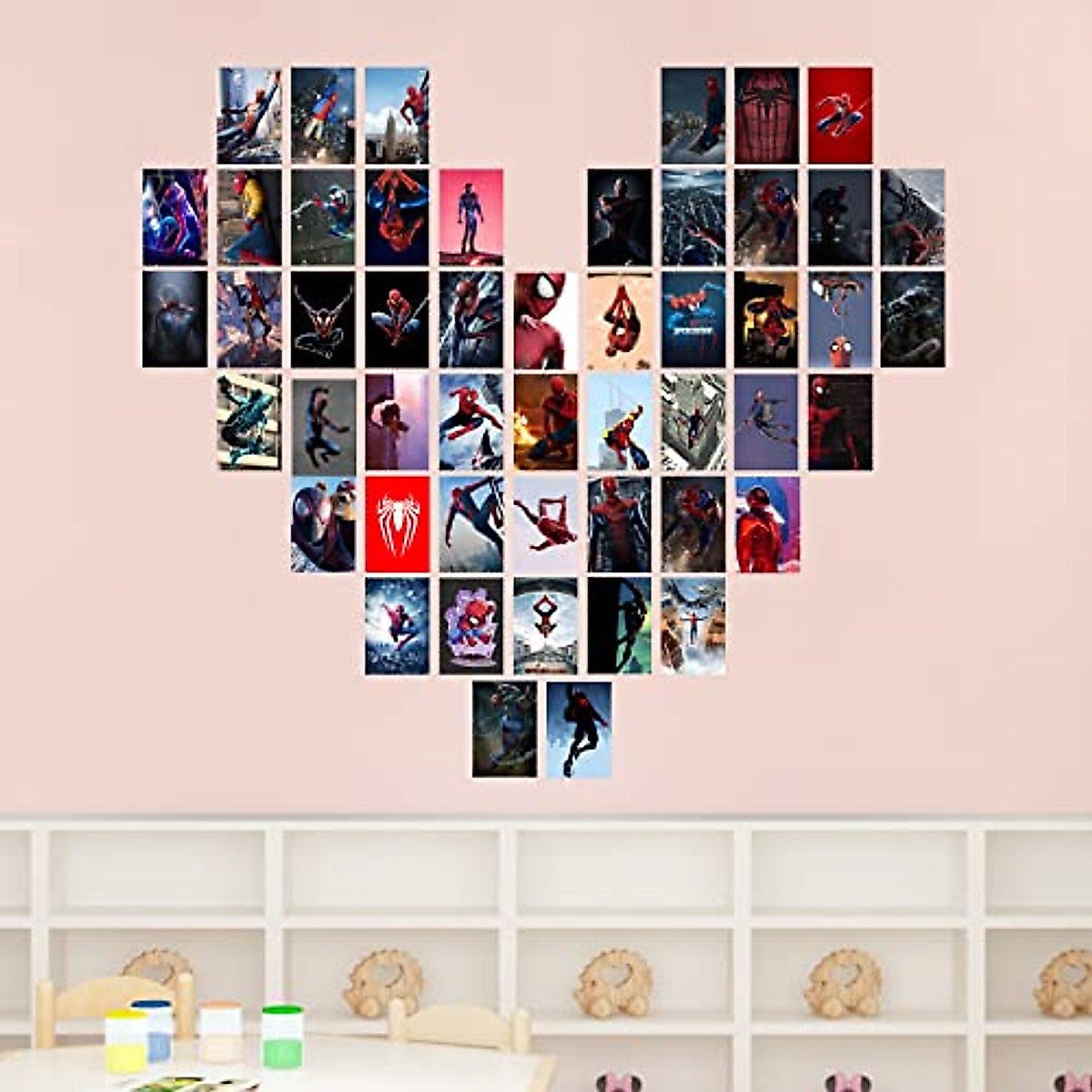 Spiderman Wall Collage Kit, wall decor, Wall Stickers Decoration Aesthetic Picture Collection Collage Kit, 50pcs Room Decor Wall Art Poster Decor for Boys Girls Room Decor 4 X 6 Inchs,White