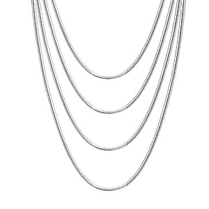 VNOX Stainless Steel Round Snake Chain Necklace for Women Girl, 2mm,Set of 4