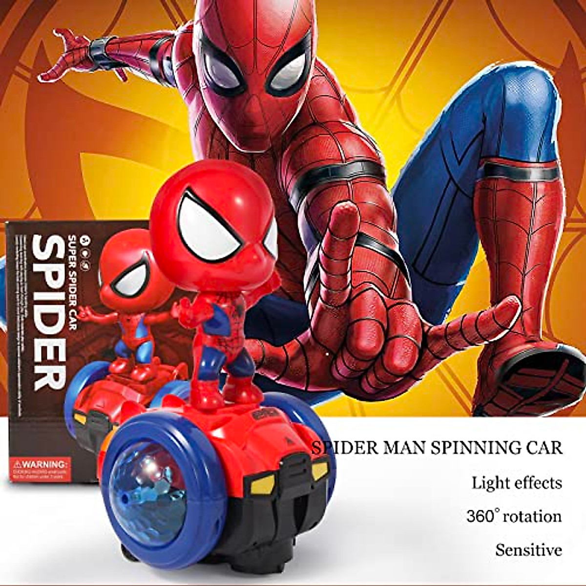 TOYLEMSAN Dancing Spider Robot Toys Interactive Musical Super Héró Car Toy Flashing Lights Intelligent Interactive Educational Robot for Chirldent Day Birthday Gift Boys Girls Age 2 3 4 5 6 7 8 (Red)