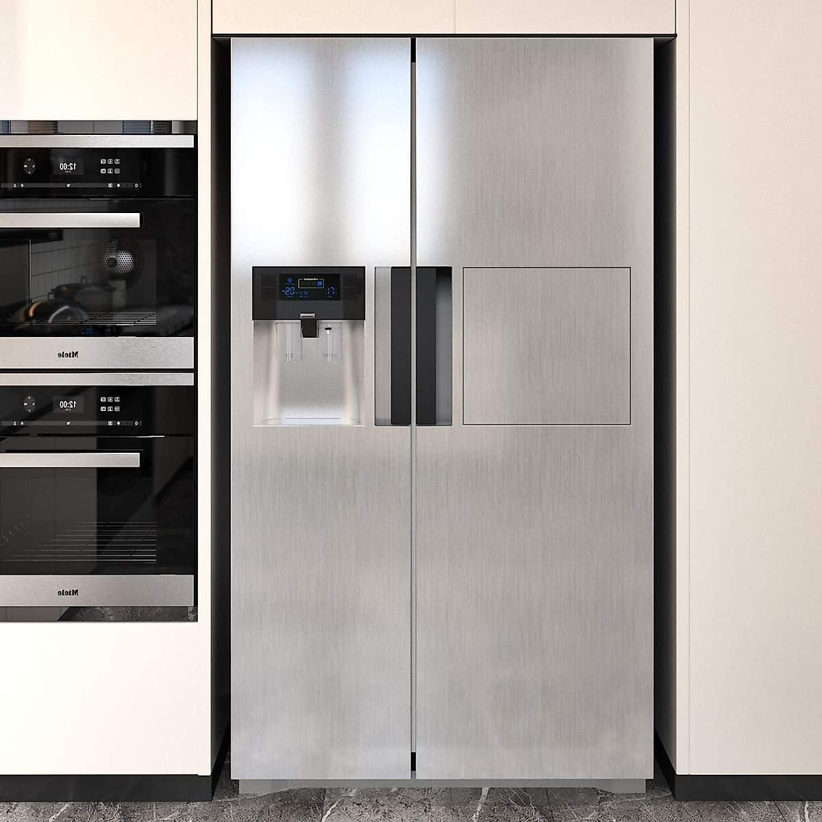 Stainless Steel Contact Paper for Appliances Metal Silver Contact Paper for Dishwasher Fridge Refrigerator Peel and Stick Backsplash Glossy Waterproof Wallpaper for Countertops 24" x 394"