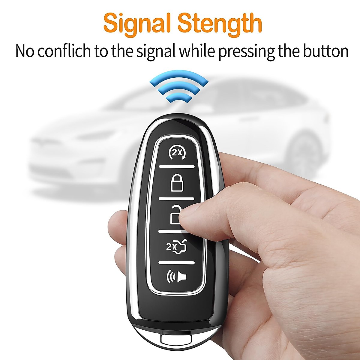 Sindeda for Ford Key Fob Cover with Keychain Soft Full Protection Key Shell Key Case Compatible with Ford C-Max Edge Escape Expedition Explorer Flex Focus Taurus Lincoln MKS MKT MKX Navigator (Silver)