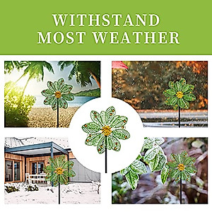 Stargarden Wind Spinner Outdoor,Metal Double Wind Sculpture Hollowed-Out Leaf Design for Yard and Garden 58 * 13.5 Inch