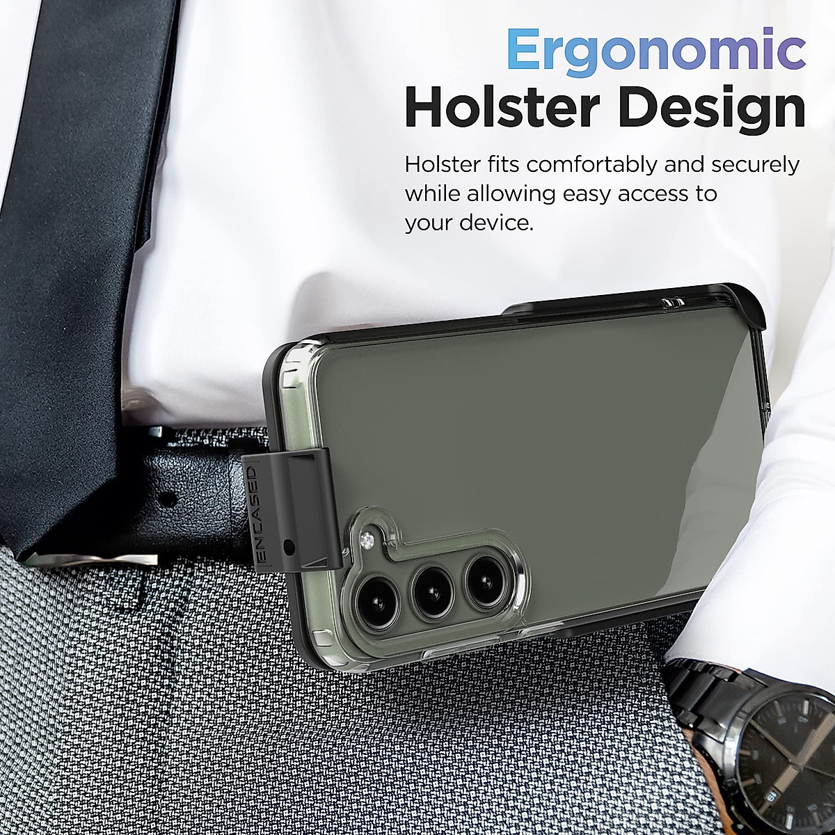 Encased Clear Case with Belt Clip Designed for Samsung Galaxy S23 Plus - Protective Slim Cover with Phone Holster (2023 Release S23+)